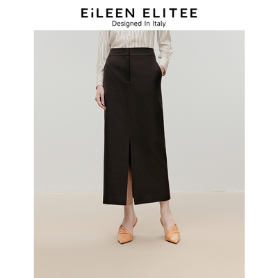 [朗姿奥莱]朗姿欧洲EiLEEN ELITEE2024年冬季新款长款羊毛前开叉