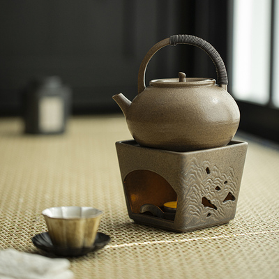 草木祠 手工陶土炭炉日式山峦四方炉复古家用户外温茶炉功夫茶具