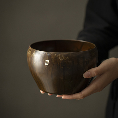 草木祠 黄铜茶洗家用废水缸茶渣缸大号水洗水盂复古功夫茶具配件