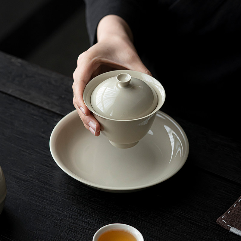 草木祠 草木灰壶承 陶瓷圆形茶承 茶托盘养壶垫 茶点水果盘干泡盘