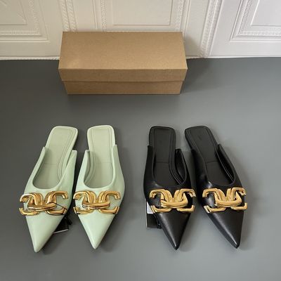 韩版平底包头半拖鞋搭扣加宽加肥