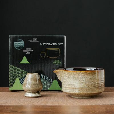 日式手工陶瓷抹茶碗茶筅立套装