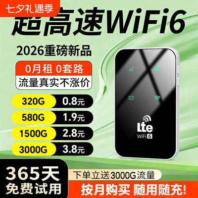 智能wifi移动无线wifl6便携式免插卡2026新款路由器全国通用流量wi-fi车载宽带4g高速网络智能上网卡车载wifi