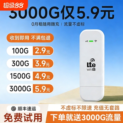 智能wifi移动无线wifl6便携式免插卡2026新款路由器全国通用流量wi-fi车载宽带4g高速网络智能上网卡车载wifi