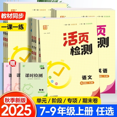 2025秋新版初中活页检测789年级语文数学英语生物地理历史政治科学课时一测试卷物理外研版化学沪科版同步全一册专项人教鲁教版