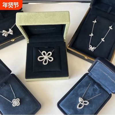 高定HW项链loop花型ins四叶草耳钉高级锁骨海蓝宝锁骨链女款