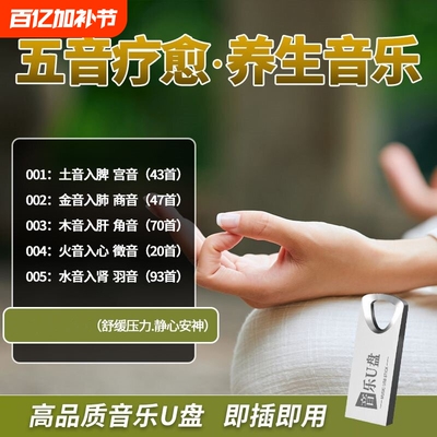 五音疗愈养生轻音乐U盘音药音乐辽法老人放松舒缓助眠静心歌曲MP3
