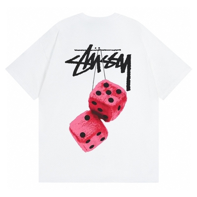潮牌斯图西Stu短袖t恤骰子黑八8球基础重磅高版本纯棉亲子装童装