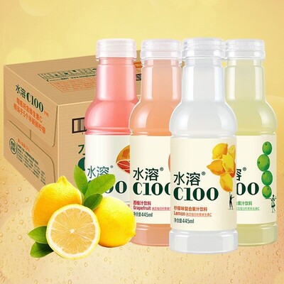 水溶c100复合果汁445ml*15瓶整箱柠檬青皮桔饮料饮品山泉农夫西柚