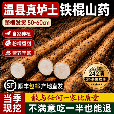 河南焦作温县铁棍山药垆土淮山药正宗怀山药特产新鲜山药5斤去皮