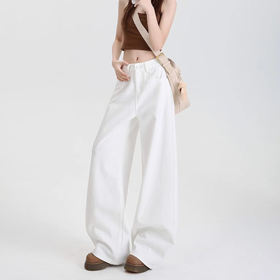 宽松阔腿牛仔裤子女胖mm大码显瘦