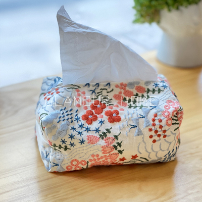 双层刺绣立体布艺纸巾袋抽纸盒