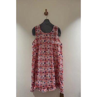 dage 日系夏季花花日杂风～韩版宽松显瘦格子花朵马甲裙