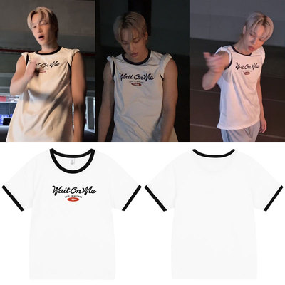 exo金钟仁KAI Wait On Me周边衣服同款短袖T恤撞边拼色纯棉宽松夏