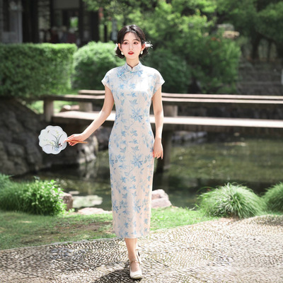 2026 new Qipao Cheongsam Chinese Dress Chipao 新款天丝麻旗袍
