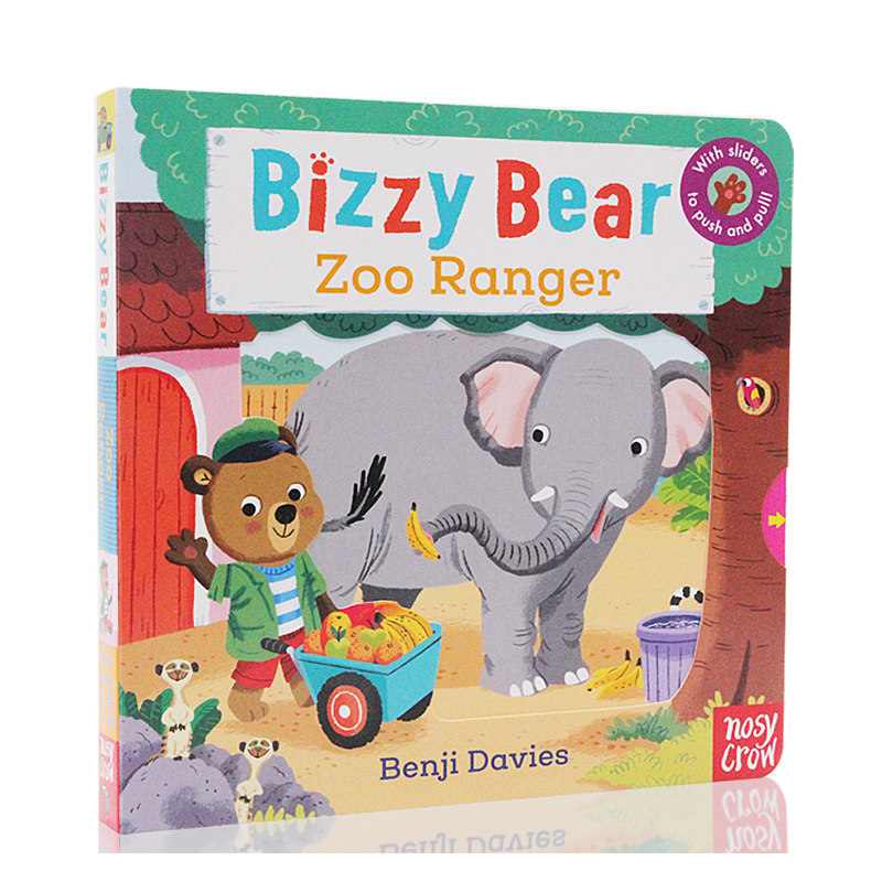 进口英文原版正版 Bizzy Bear Zoo Ranger忙碌的小熊动物园管理小熊很忙系列幼儿童撕不烂英文启蒙认知绘本抽拉纸操作板书_虎窝淘