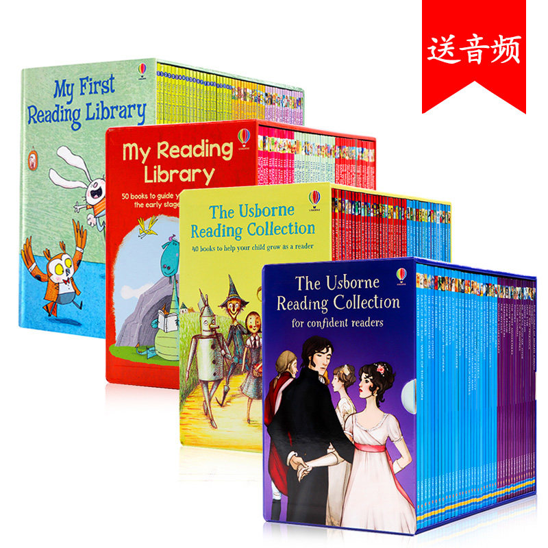 Usborne我的第一二三四个图书馆180册 My First Reading Library英文原版绘本分级阅读儿童读物故事图画章节书礼盒装_虎窝淘