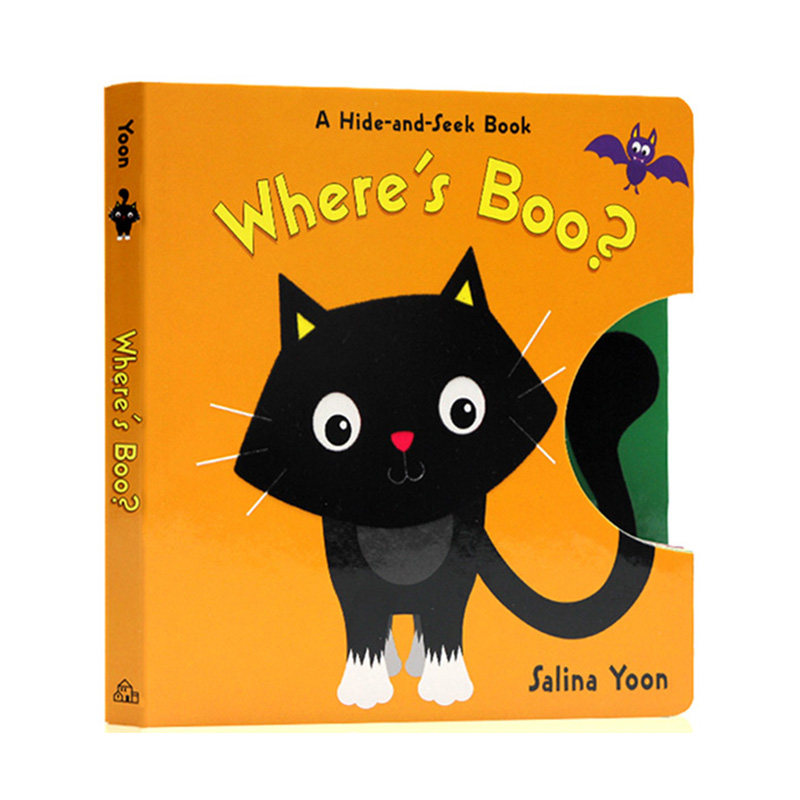进口英文原版正版 Where’s Boo捉迷藏绘本儿童启蒙纸板触摸书阅读趣味图画书亲子共读 A Hide-And-Seek Book_虎窝淘