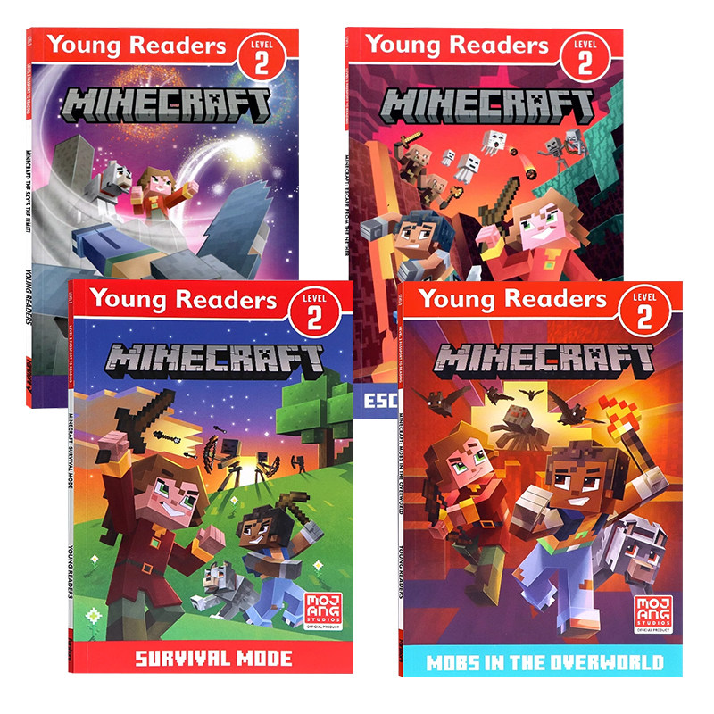 我的世界分级读物2级4册合售进口英文原版 Minecraft Young Readers Level 2官方出品儿童冒险游戏故事书青少年阅读_虎窝淘