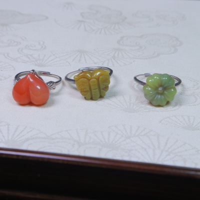 盐源玛瑙精品S925银镶嵌戒指单个