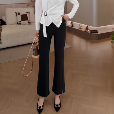 豆豆DA【瘦腿裤】2026春季薄款八面弹微喇裤显瘦小黑裤26CK91006