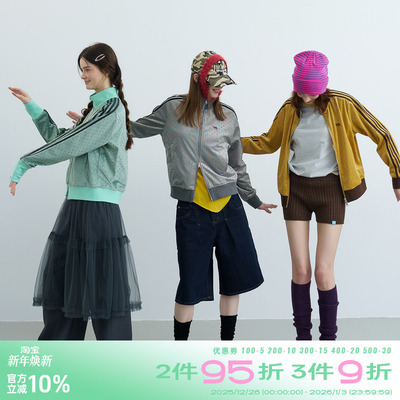 riverstone plus 美式复古波点立领拉链卫衣外套女春季修身上衣