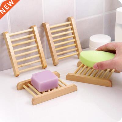 10PCS Portable Soap Dishes Natural Wood Soap Tray Holder Dis