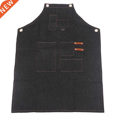 Aprons Denim Leather Simple Uniform Unisex Adult Jeans Apron