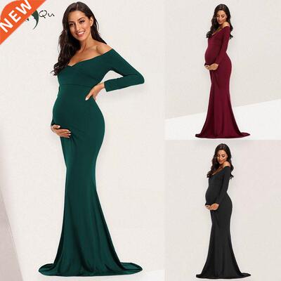 Pink Off Shoulder Long Sleeve Mternity Dresses Fitted Shet