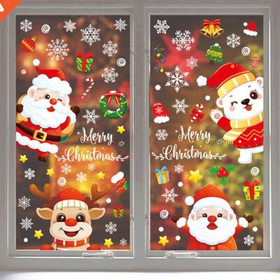 1 Sheet Kerst Muur Raam Stickers Trouwen Kerst Decoratie Vo