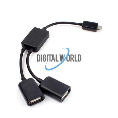 Micro USB Host OTG Adapter Cable with Dual Port Hub for Gala