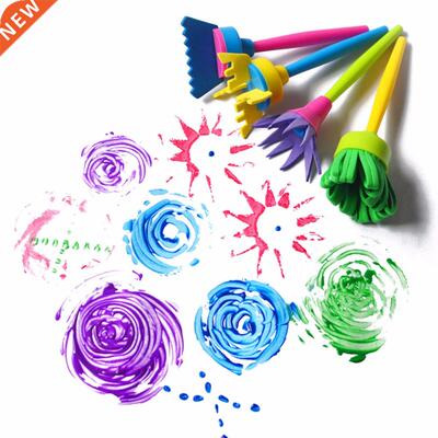 4 Pcs DIY Flower Graffiti Sponge Art Supplies Brushes Seal