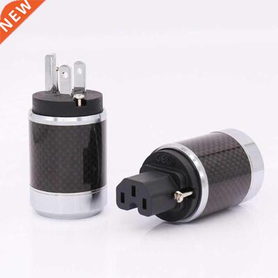 One Pair Rhodium Plated Carbon Fiber US Power Plug FI-50M(R)