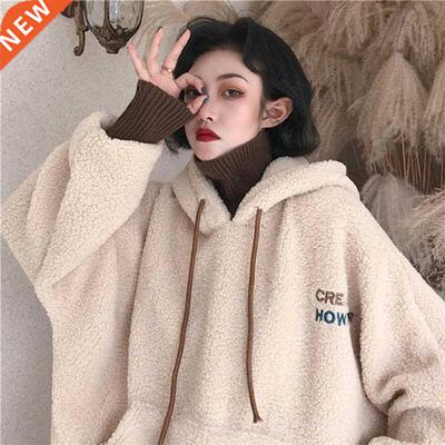 Women Hoodes Lamb Wool Fake Two-pece Hooded Sweatshrts 20
