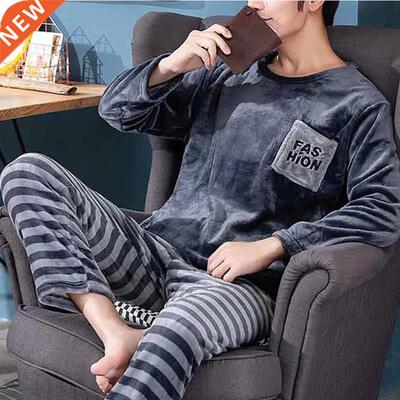 Pajama Man Warm Sleepwear Men	s Flannel Winter Thick Paja