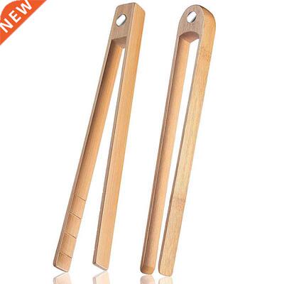 2 Pieces Magnetic Bamboo Toaster Tongs 8.7 Inch Wooden Kitch