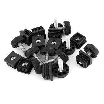 10 Sets Square Leveling Foot Cap Kit 25mmx25mm 0mm Base Dia