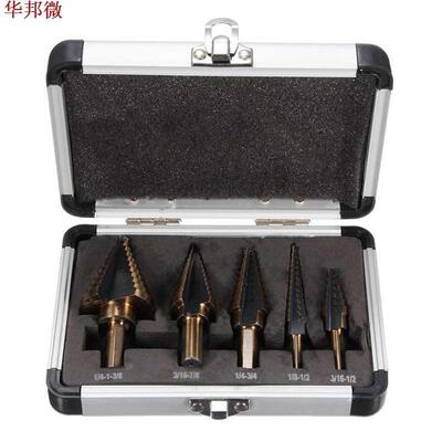 5pcs HSS Cobalt Step Drill Bit Set Multiple Hole 50 Sizes wi