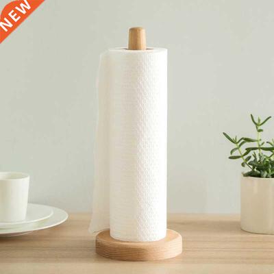 Kitchen Wooden Roll Paper Towel Holder Bathroom Tissue Verti