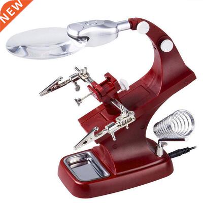 Helping Hand Clip LED Magnifying Soldering Iron Jewelry Stan