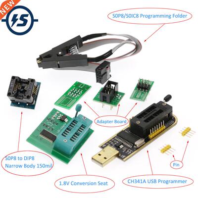 CH341A Programmer Kit Test Clip/DIP-8/SOP-8 for 8Pin Univers
