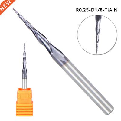 1/8 Shank CNC Carbide Ball Nose Tapered End Mill Radius 0.25