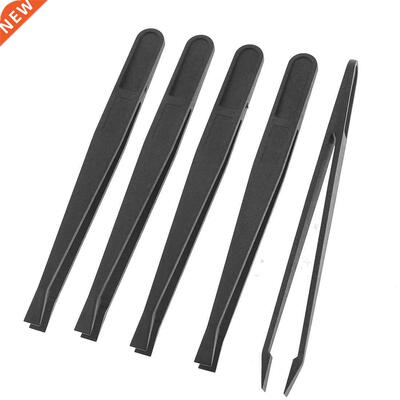 5 Pcs Manual Tool Black Plastc Flat Tp Ant-statc Tweeze