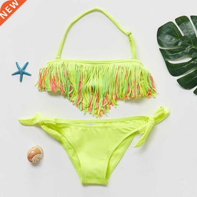 5~16Y Girls Tassel Style Swimwear Teenager Girls swimsuit Ch