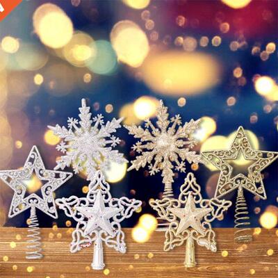 Christmas Tree Topper 5 Pointed Star Glittered Powder Hollow