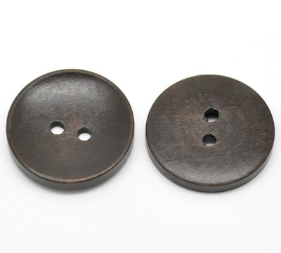 New 2x30PCs Dark Coffee 2 Holes Round Wood Sewing Scrapbooki