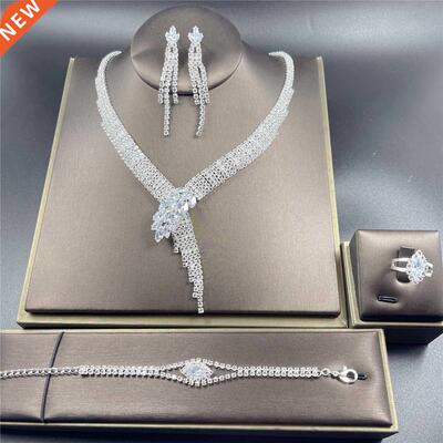 Silver Color Rhinestone Crystal Bridal Jewelry Set Earrings