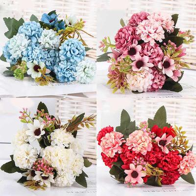 15 flower head silk hydrangea artificial flower white wedd