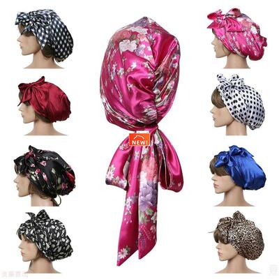 2pcs Women Fashion Sleeping Bonnet Cap Soft Pure Silk Sleep