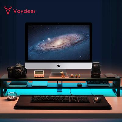 2 Tiers Dual Monitor Stand Aluminum Monitor Riser with Wirel